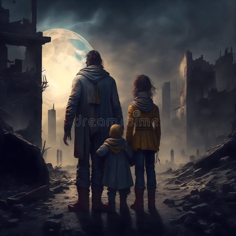 The Last People on Earth, Standing Alone in the Vast Dark Cloudy Sky ...