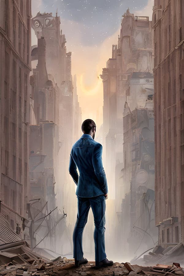 The Last People on Earth, Standing Alone in the Vast Dark Cloudy Sky ...