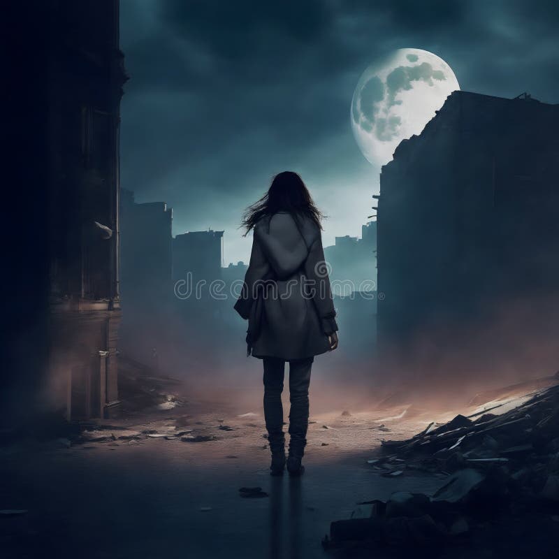 The Last People on Earth, Standing Alone in the Vast Dark Cloudy Sky ...