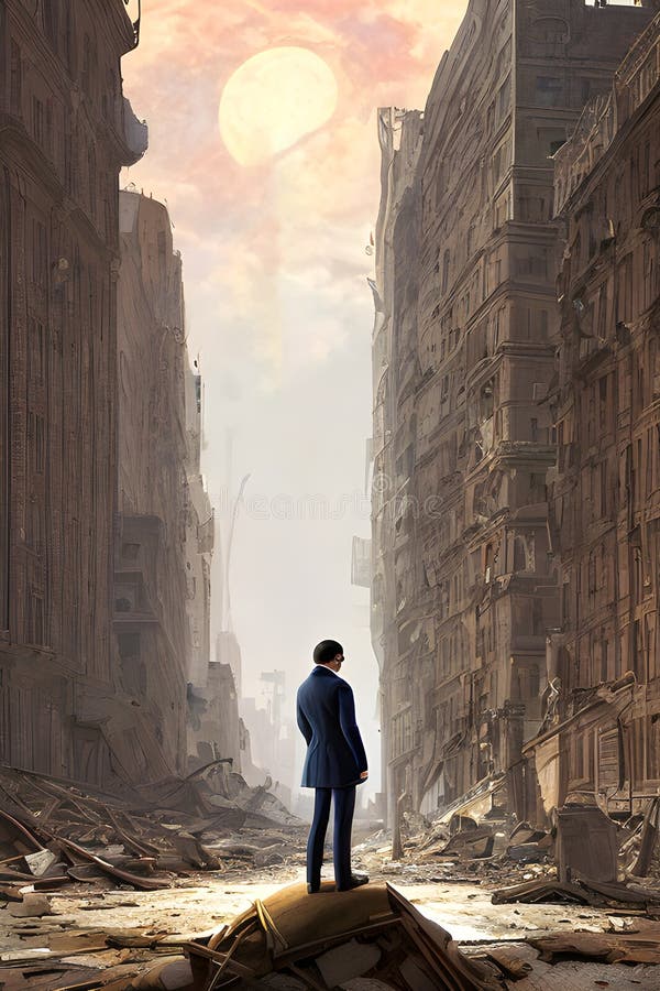 The Last People on Earth, Standing Alone in the Vast Dark Cloudy Sky ...