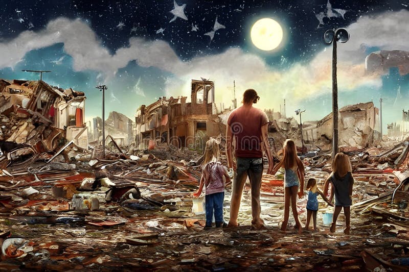 The Last People on Earth, Standing Alone in the Vast Dark Cloudy Sky ...