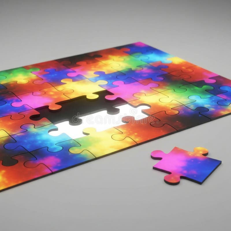 The Last Piece of the Puzzle is in the Colors of the Rainbow. Stock ...