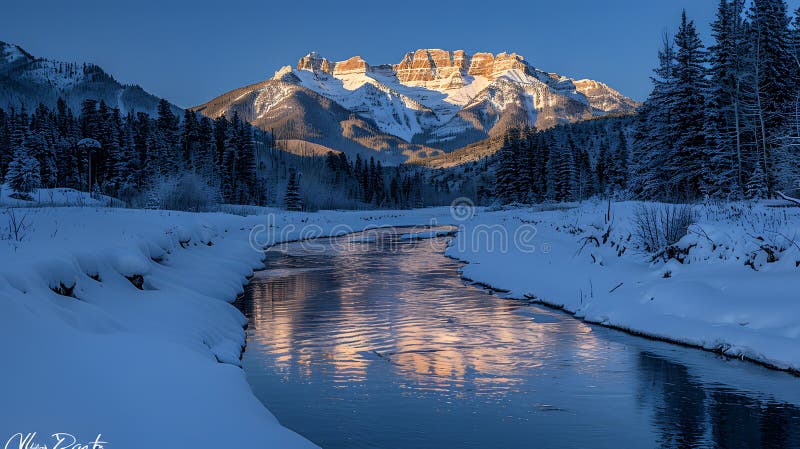 The Last Rays of Light on the Peaks Around Highway Glacier Stock Photo ...