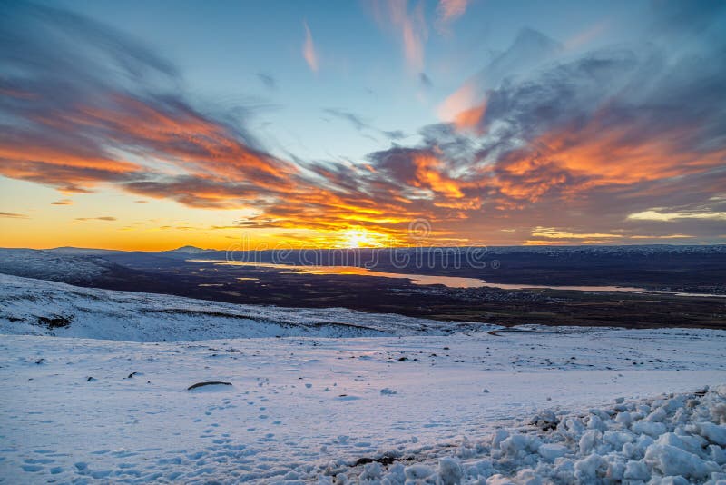 Last Rays of the Setting Sun , Iceland Stock Image - Image of arctic ...