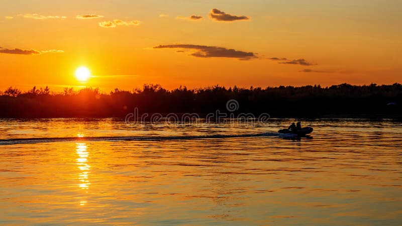 The Last Rays of the Setting Sun on the River Stock Image - Image of ...