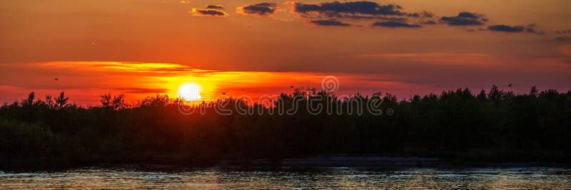 The Last Rays of the Setting Sun on the River Stock Photo - Image of ...