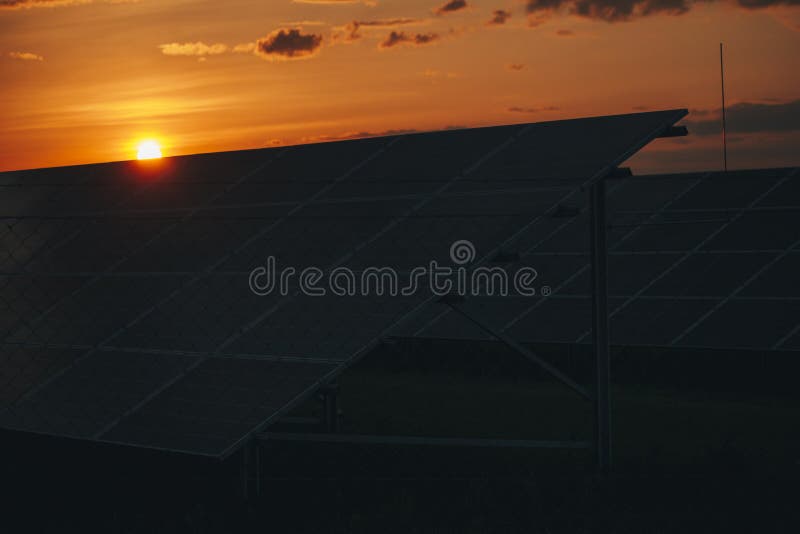 The Last Rays of Sunlight Fall on the Solar Panels Stock Photo - Image ...