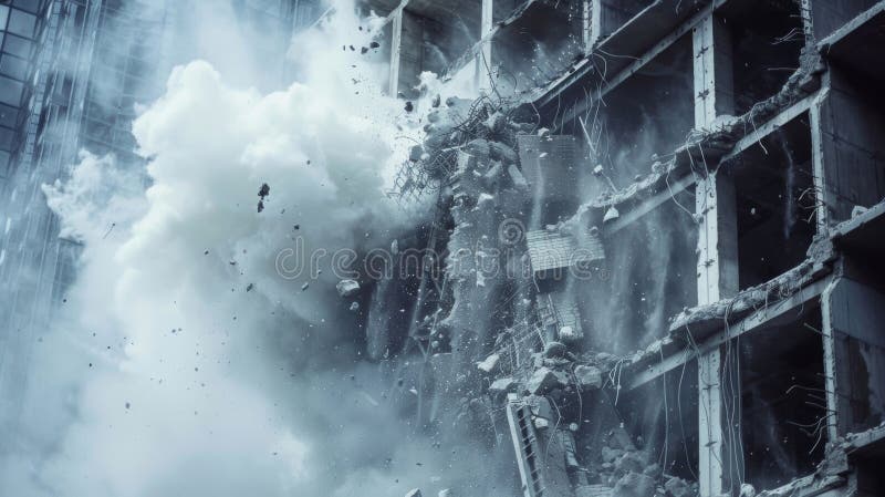 The Last Remaining Wall of a Demolished Building Being Brought Down by ...