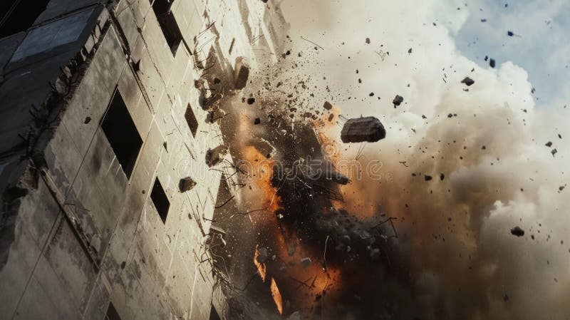 The Last Remaining Wall of a Demolished Building Being Brought Down by ...