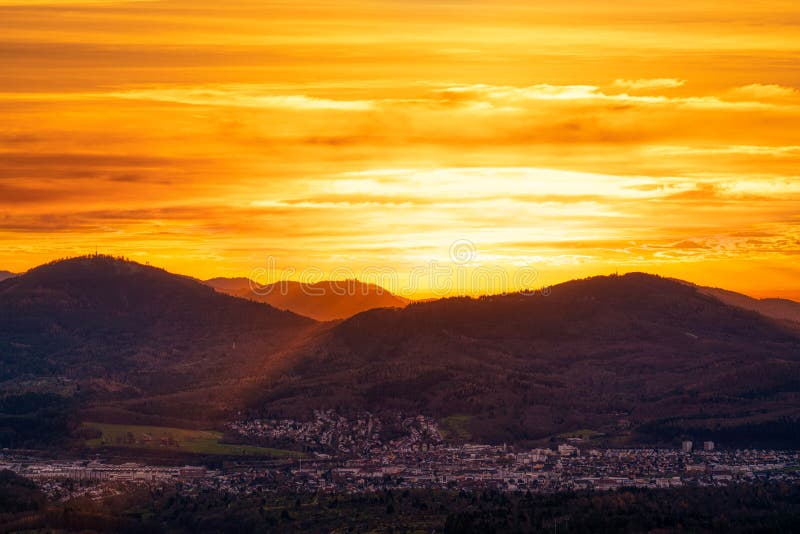 Last Sunlight in the Murg Valley Stock Photo - Image of valley, light ...