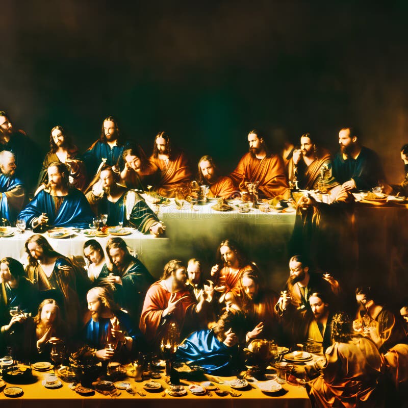 The Last Supper Rendering Background Color Pop Style Effect Stock ...