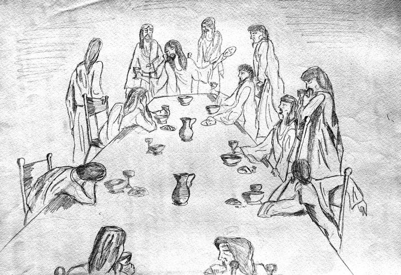 The Last Supper of Jesus with His Apostles Stock Illustration ...