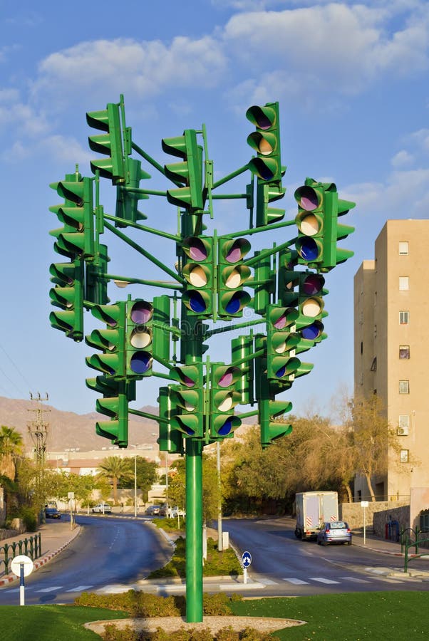 The Last Traffic Light in Eilat, Israel Stock Photo - Image of mountain ...