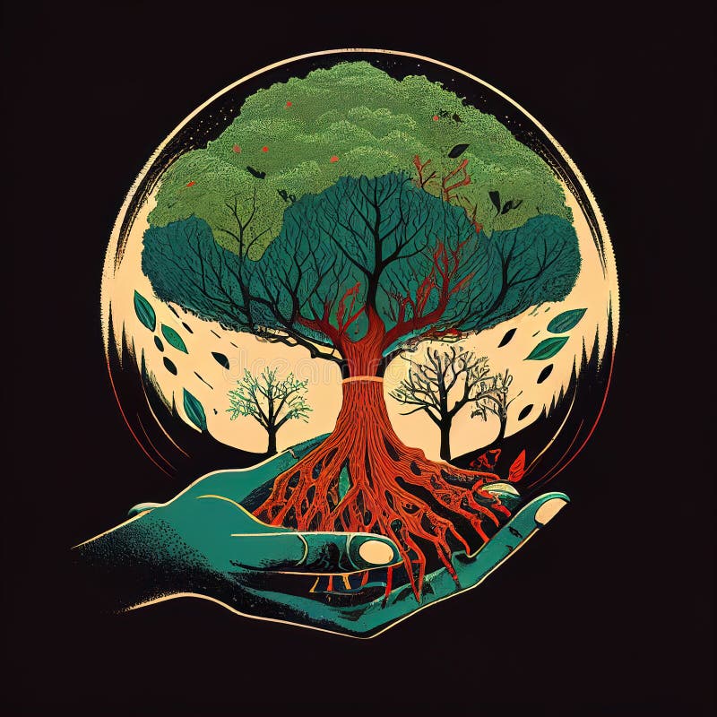 Last tree on earth stock illustration. Illustration of design - 272540375