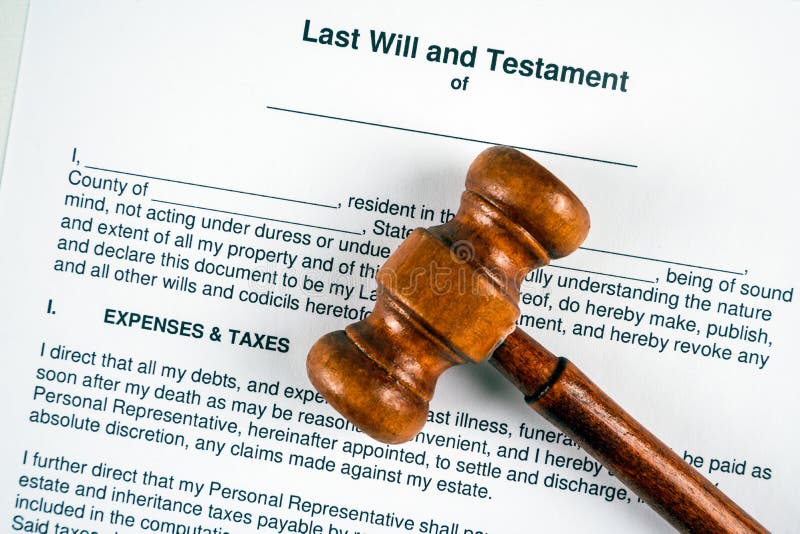 Last Will and Testament Document Form Stock Image - Image of insurance ...
