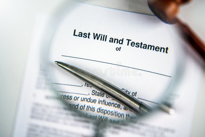 Last Will and Testament Document Form Stock Photo - Image of document ...
