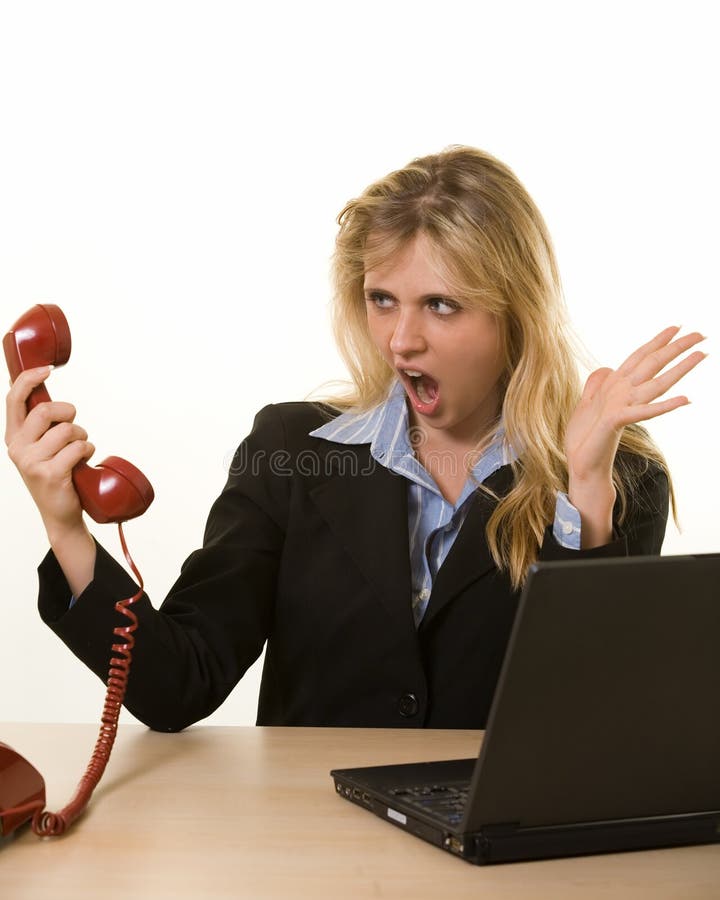 Lastig telefoongesprek stock afbeelding. Image of geïrriteerd - 3929823