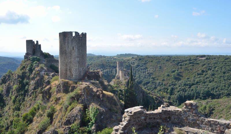 4 Castles at Lastours Castles Stock Photo - Image of chateaux, aude ...