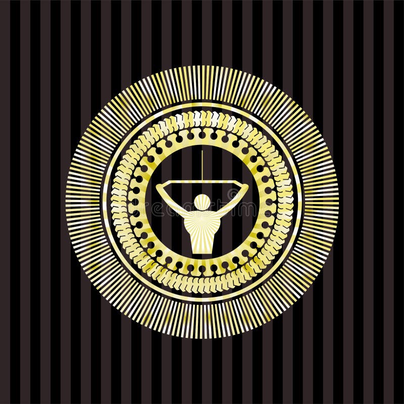 Lat Pull Down Oefeningspictogram in Gouden Embleem of Badge. Eps10 ...