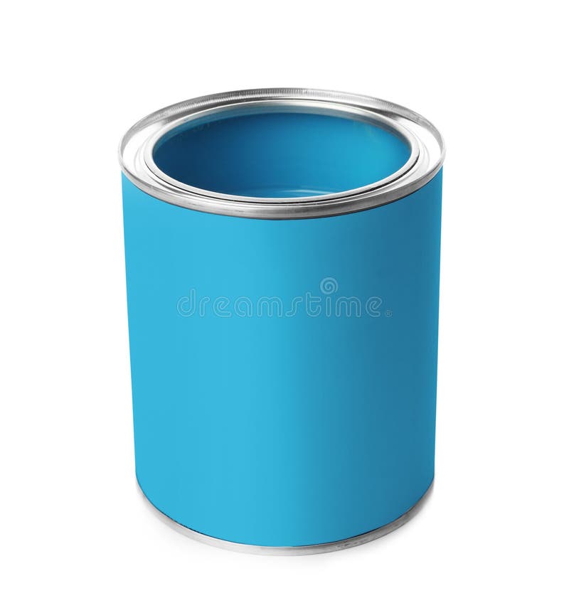 Lata Azul Da Pintura No Fundo Branco Foto de Stock - Imagem de texto ...