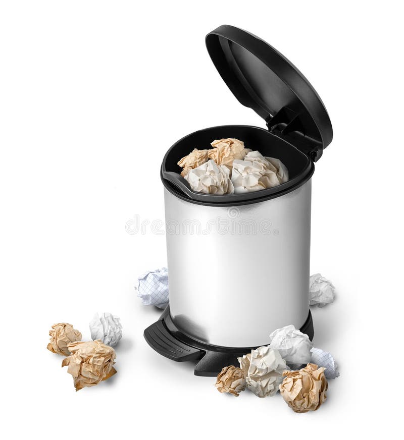 Lata de lixo isolada imagem de stock. Imagem de redondo - 173360041