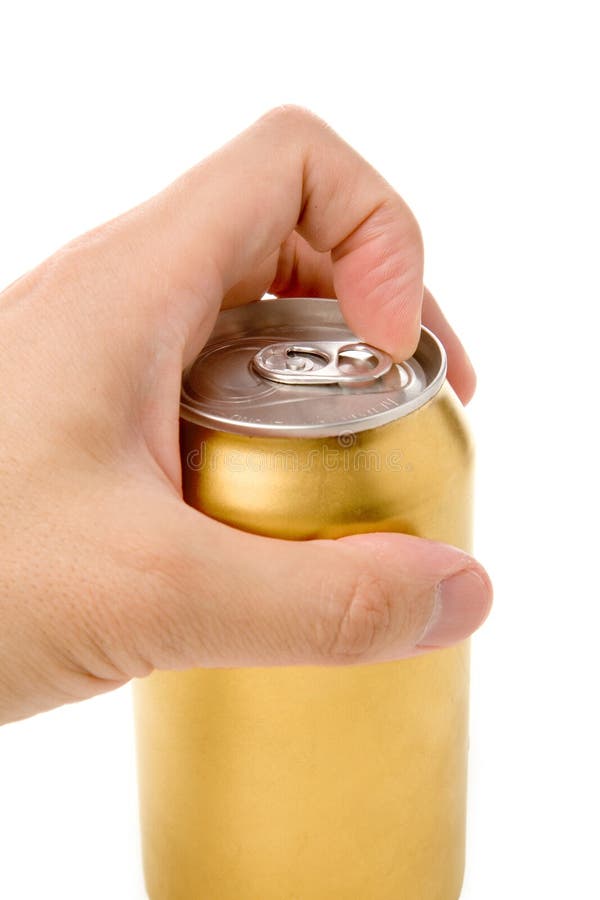 Lata De Soda Em Branco Dourada Imagem de Stock - Imagem de suco ...