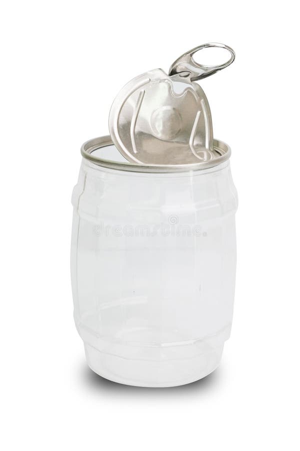 Lata Transparente Aberta No Fundo Branco Imagem de Stock - Imagem de ...