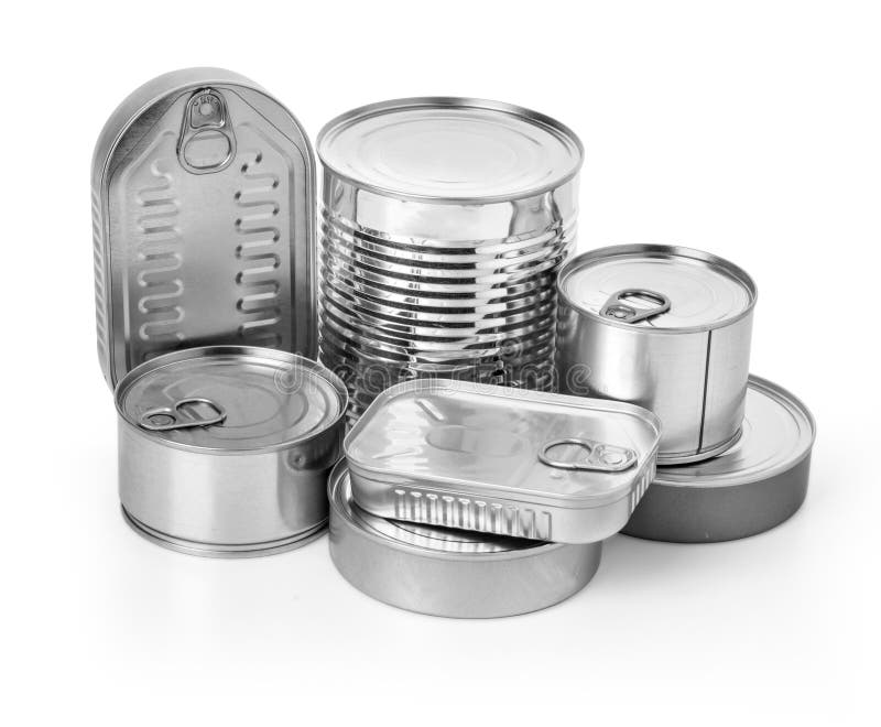 Latas Del Metal En Un Blanco Foto de archivo - Imagen de imagen, blanco ...
