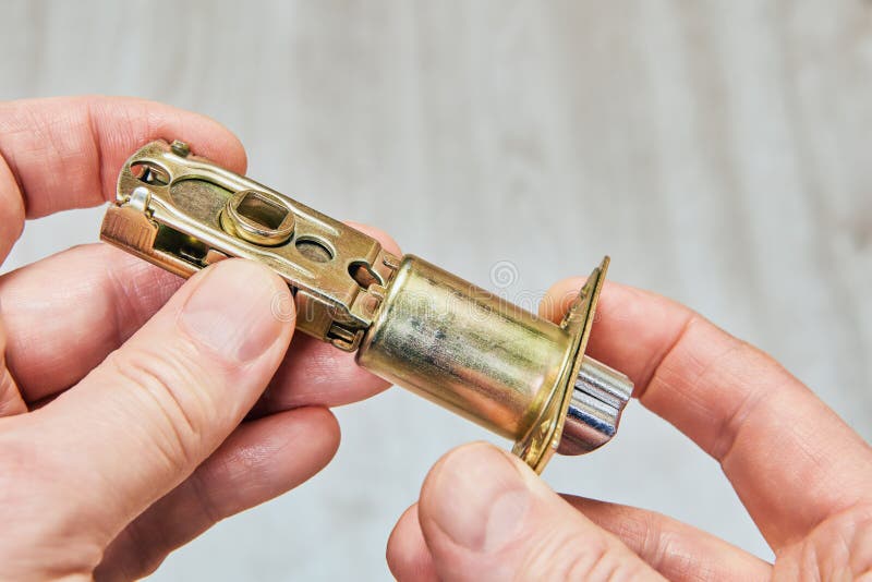 Latch Bolt Hardware, Exhibits Extendable Bolt, Metal Housing, and ...