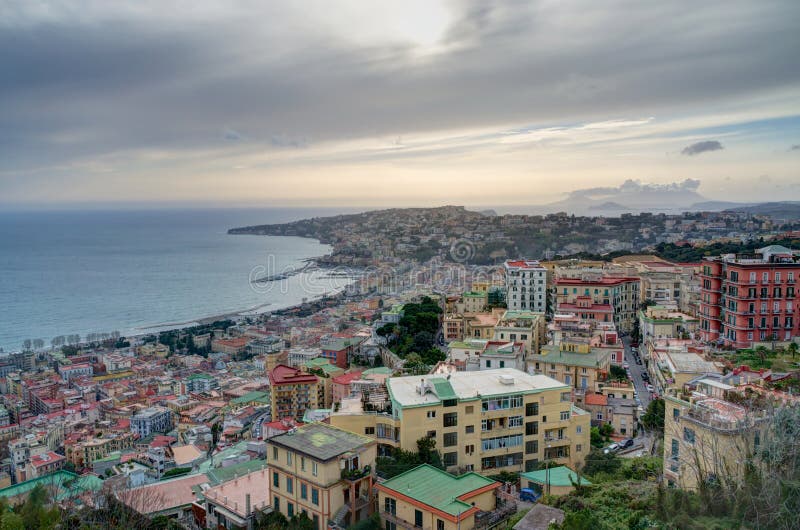 Late Afternoon View of Naples Seaside and Hills Stock Photo - Image of ...