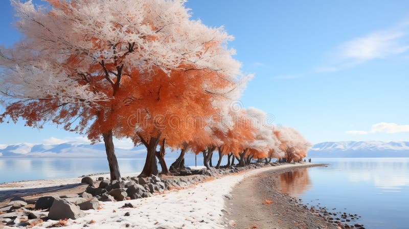 Late Autumn Landscape with Snow. Scene with Peaceful and Beautiful ...