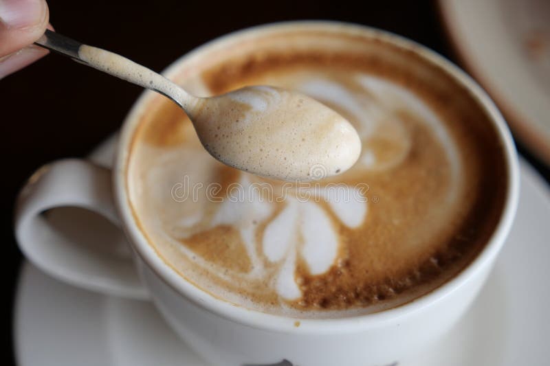 Late Coffee on Cafe Table at Cafe Background Stock Photo - Image of ...