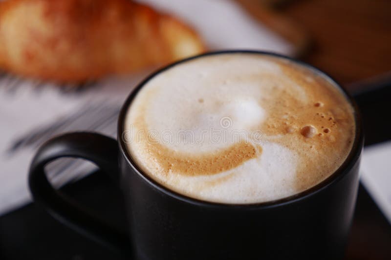 Late Coffee on Cafe Table at Cafe Background Stock Photo - Image of ...