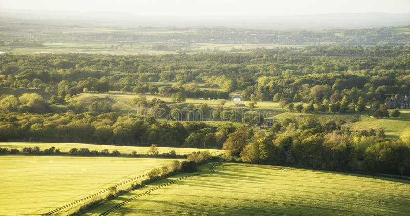 Late Evening English Countryside Landscape in Spring Stock Photo ...