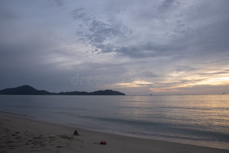 Late Evening Environment Scene at the Beach. Stock Image - Image of ...