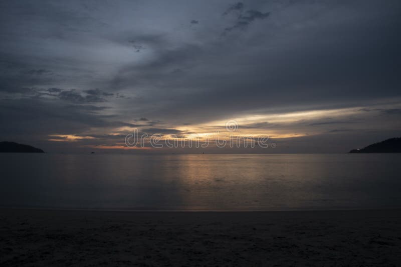 Late Evening Environment Scene at the Beach. Stock Image - Image of ...