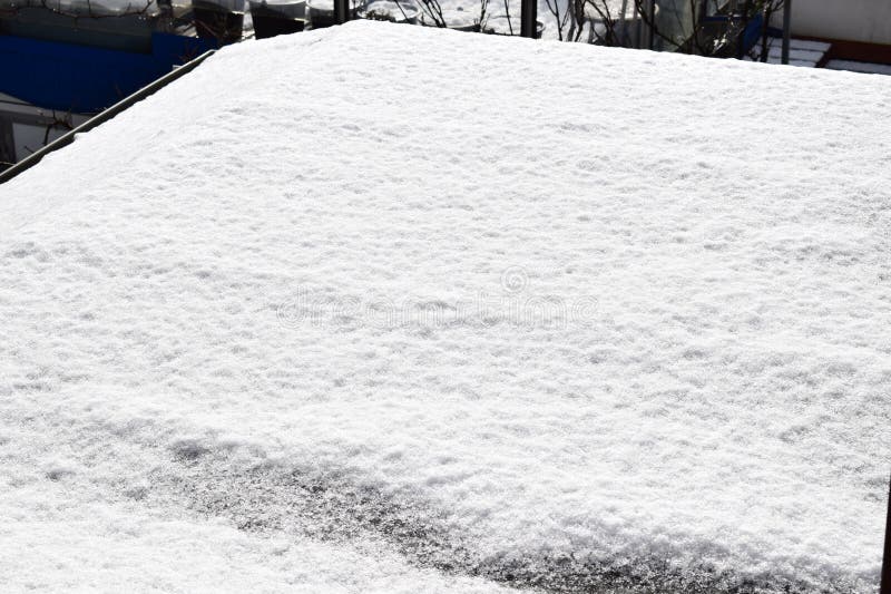 Snow on a flat roof stock image. Image of winter, asphalt - 240696687