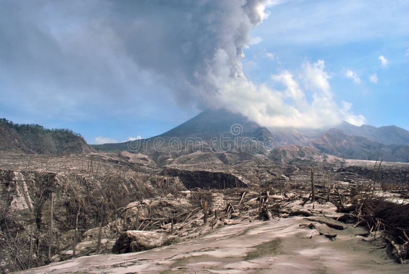 Eruption of Mount Merapi stock image. Image of nature - 225521221