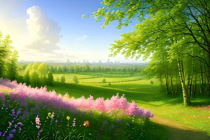 Late Spring in the Forest AI Generated Art Stock Illustration ...