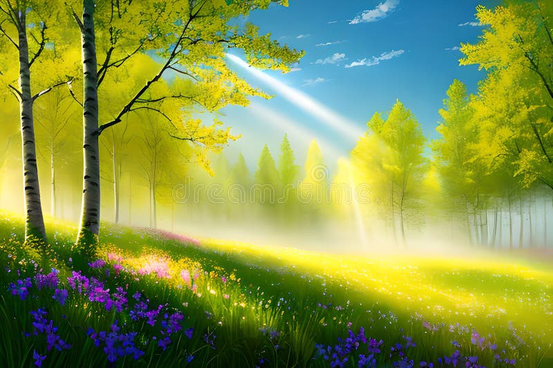 Late Spring in the Forest AI Generated Art Stock Illustration ...