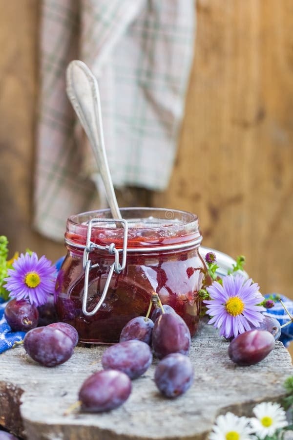 Late Summer Kitchen Jar Plum Jam Stock Image - Image of canned, garden ...