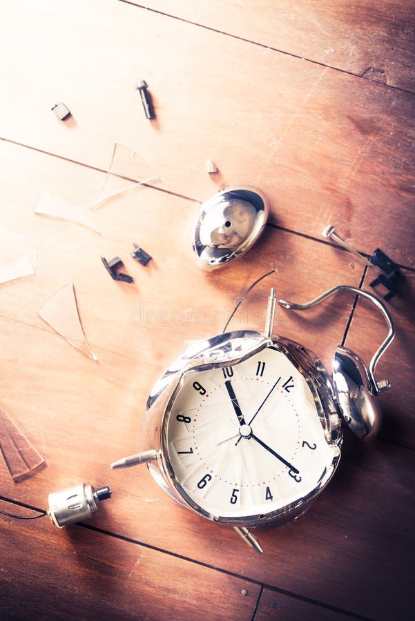Late for Work Concept with Destroyed Alarm Clock Stock Image - Image of ...