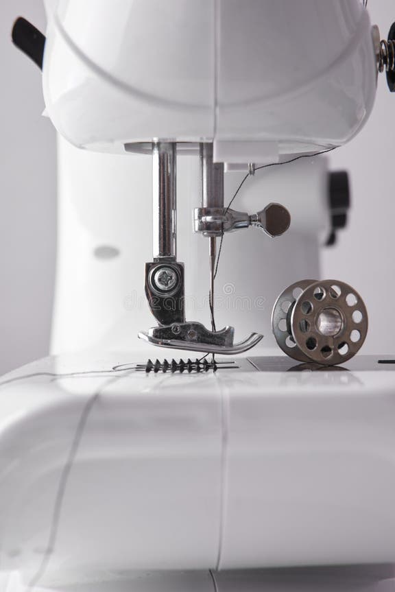 Lateral Detail Sewing Machine Needle and Thread Spool Stock Image ...