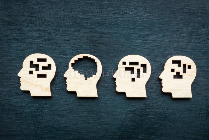 Lateral or Logical Thinking. Figures of Heads with a Brain. Stock Photo ...