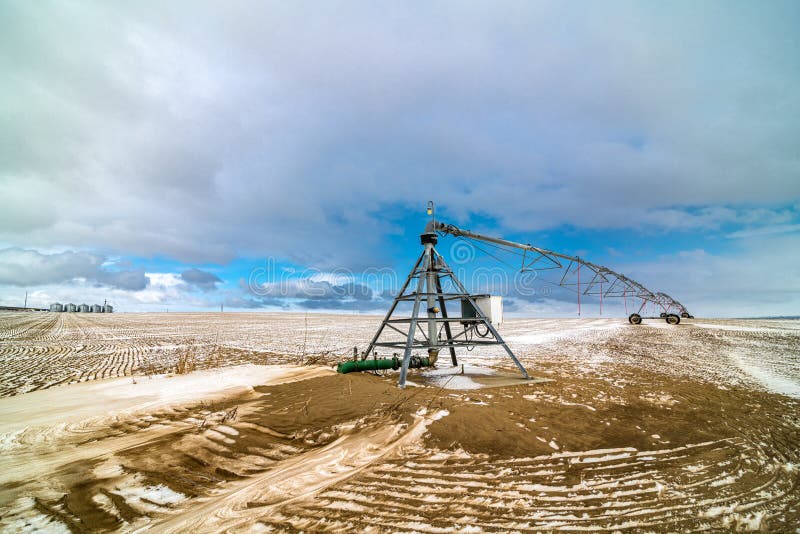 Lateral Move Irrigation System Stock Photo - Image of irrigation, farm ...