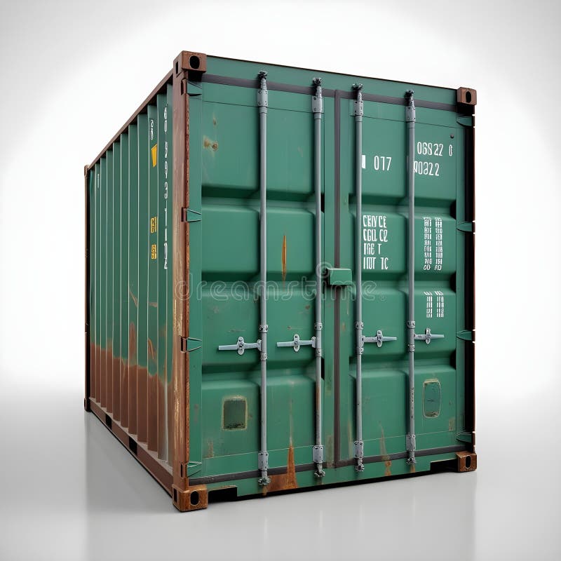 Lateral Plain View of a Weathered Shipping Container Stock Illustration ...