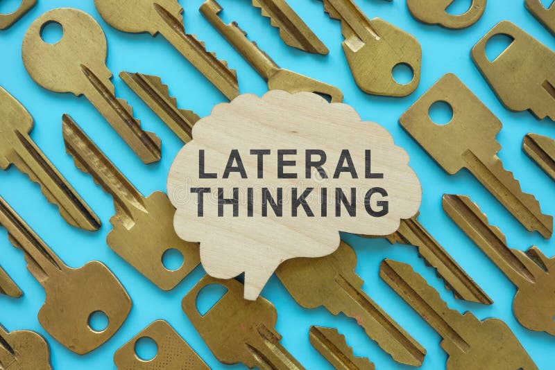 Lateral Thinking Words on the Brain Shape and Keys. Stock Image - Image ...