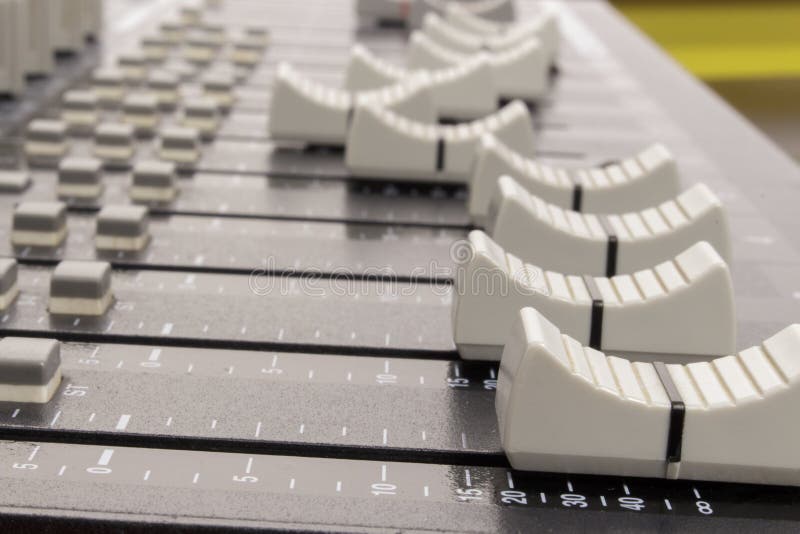 Lateral View of Audio Mixing Board Sliders Stock Image - Image of audio ...