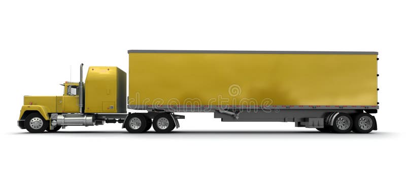 Lateral View of a Big Yellow Trailer Truck Stock Illustration ...