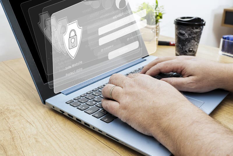 Lateral View of One Man at Home Working on His Laptop. he Writes on the ...